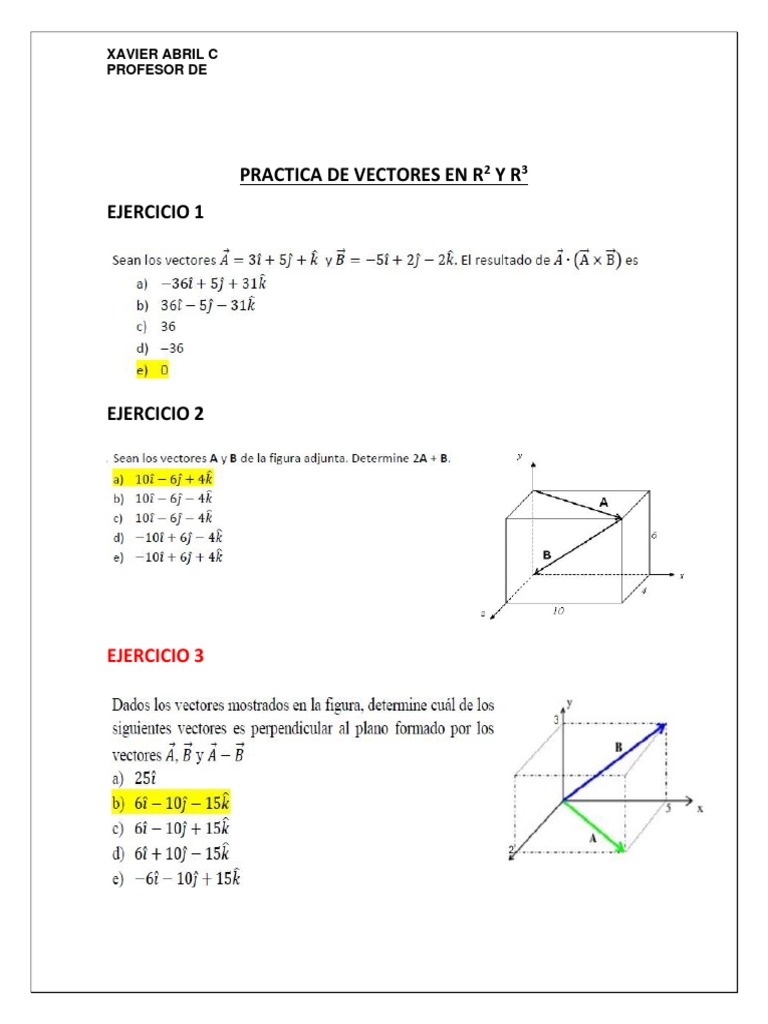 Ejercicios Resueltos Vectores en R2 y R3 | PDF