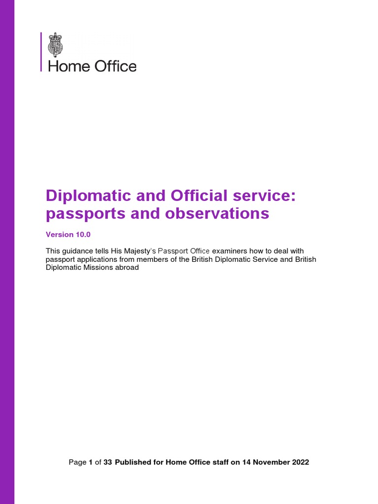 Diplomatic and Official Service - Passports and Observations V10 | PDF ...
