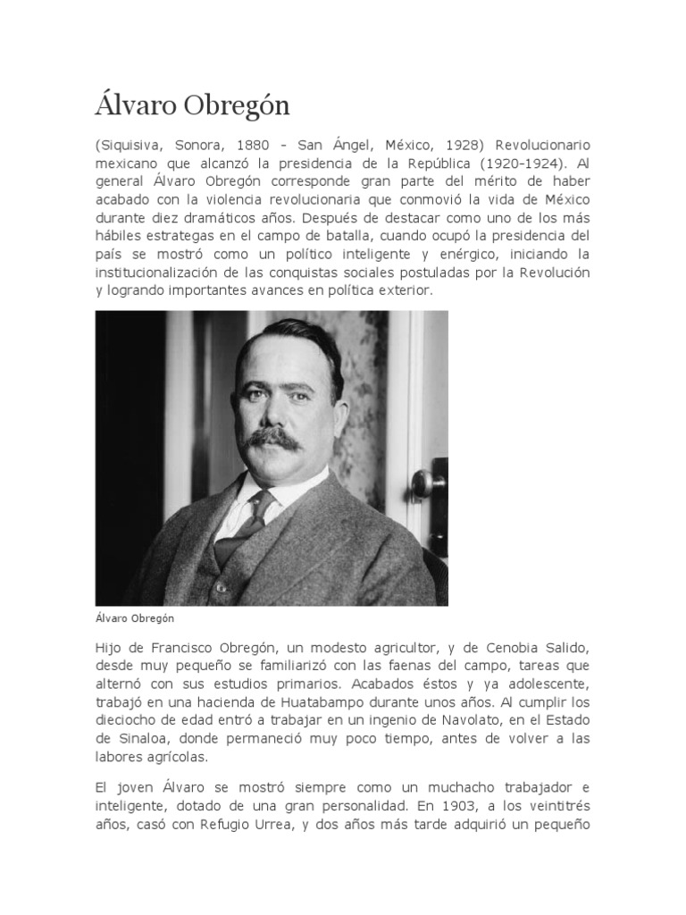 Biografía de Álvaro Obregón | PDF | revolución mejicana | México