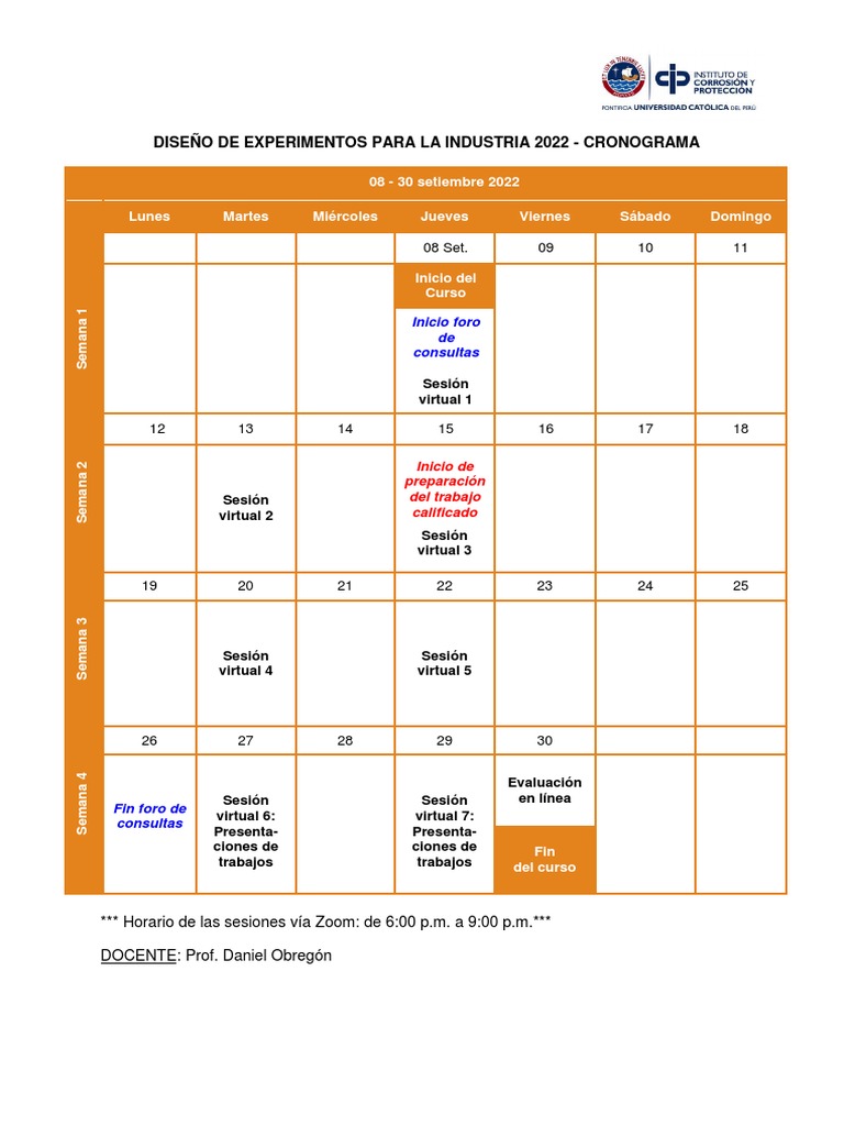 Cronograma DOE 2022 | PDF