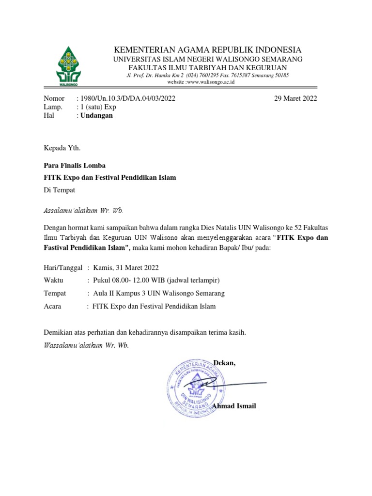 Surat Undangan Grand Final | PDF