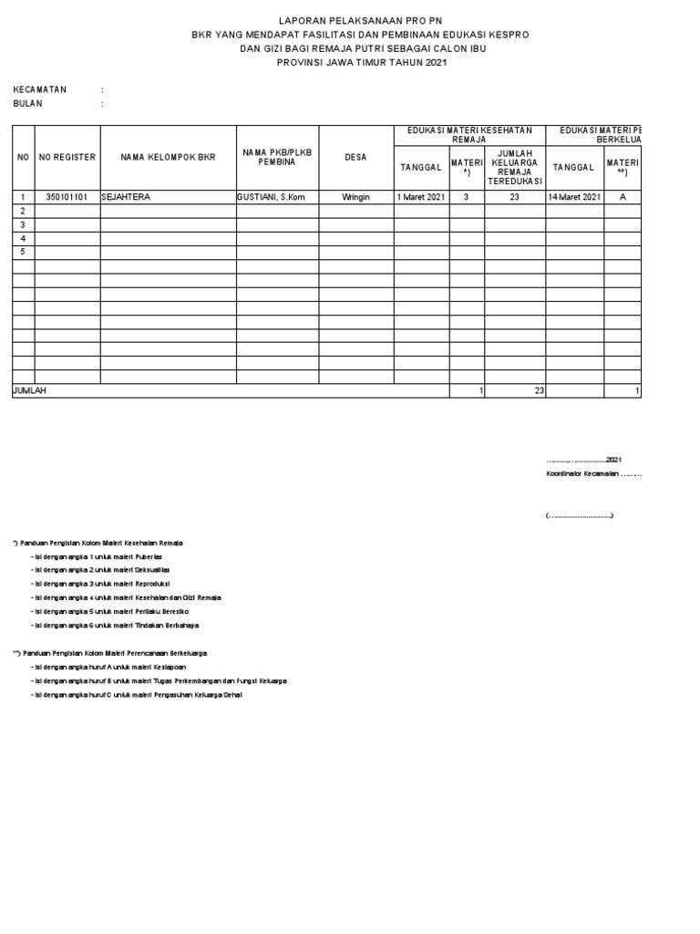 Laporan BKR Desa | PDF