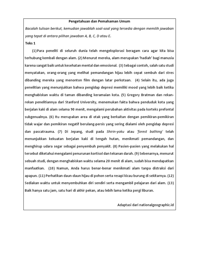 10 TO UTBK Full Version (SAINTEK) - Pengetahuan Dan Pemahaman Umum | PDF