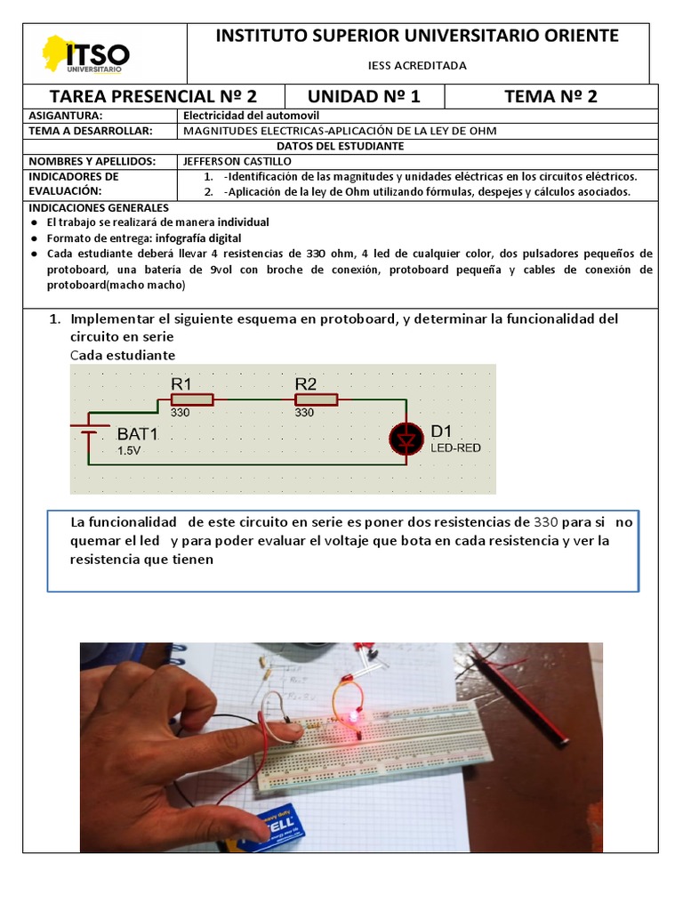 Actividad Presencial. Tema 2 Electricidad 2 | PDF | Resistencia Eléctrica y Conductancia ...