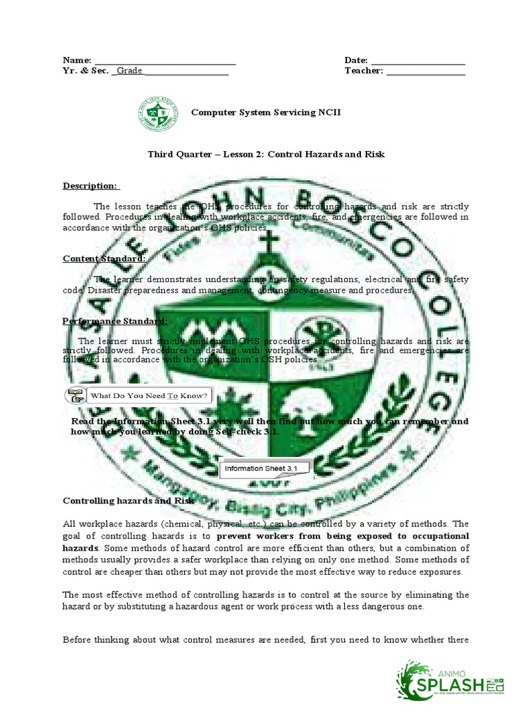 Css For Grade 7&8 - FQL3 - BC4 - 3. Control Hazards and Risk - LMS ...