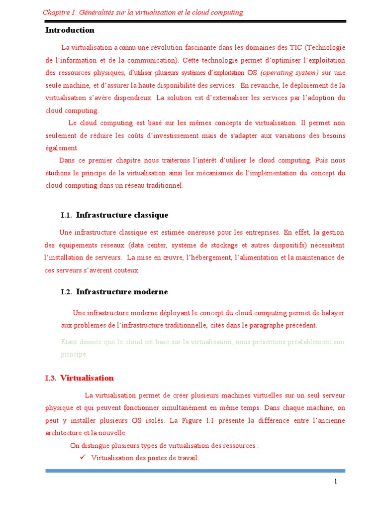 Chapitre 1 | PDF | Cloud computing | Virtualisation