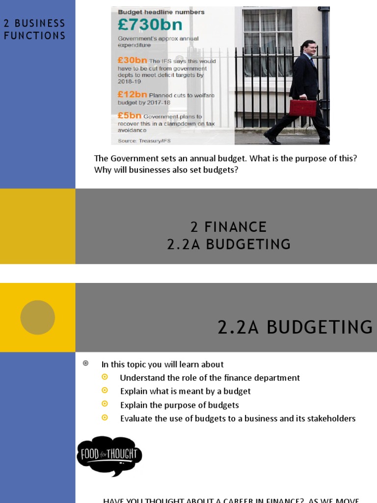 2 2a Finance Budgets Pdf Budget Expense