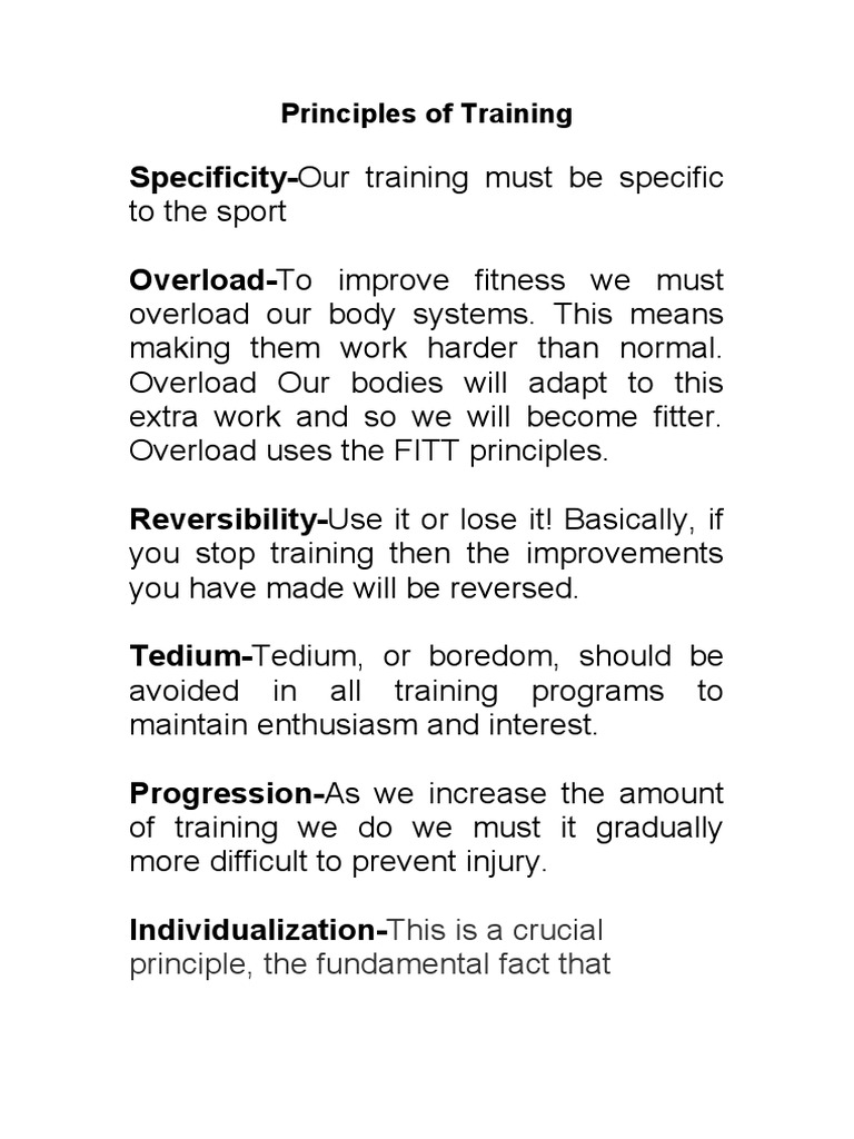 Principles of Training | PDF