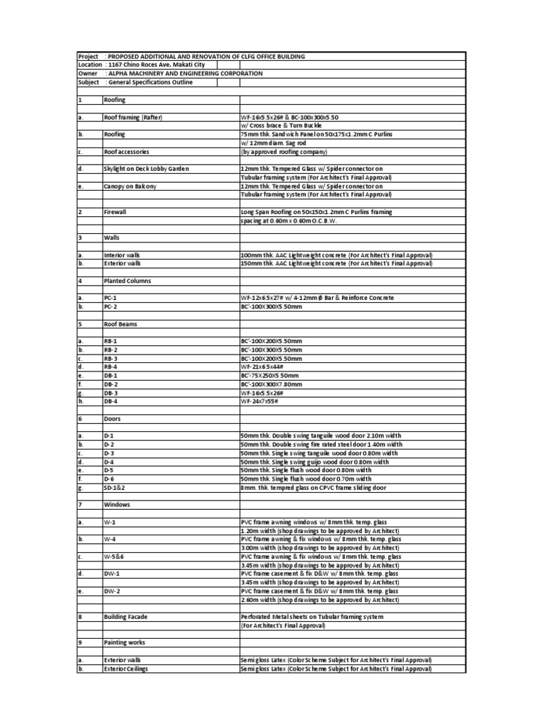 CLFG Specification | PDF | Electrical Wiring | Plumbing