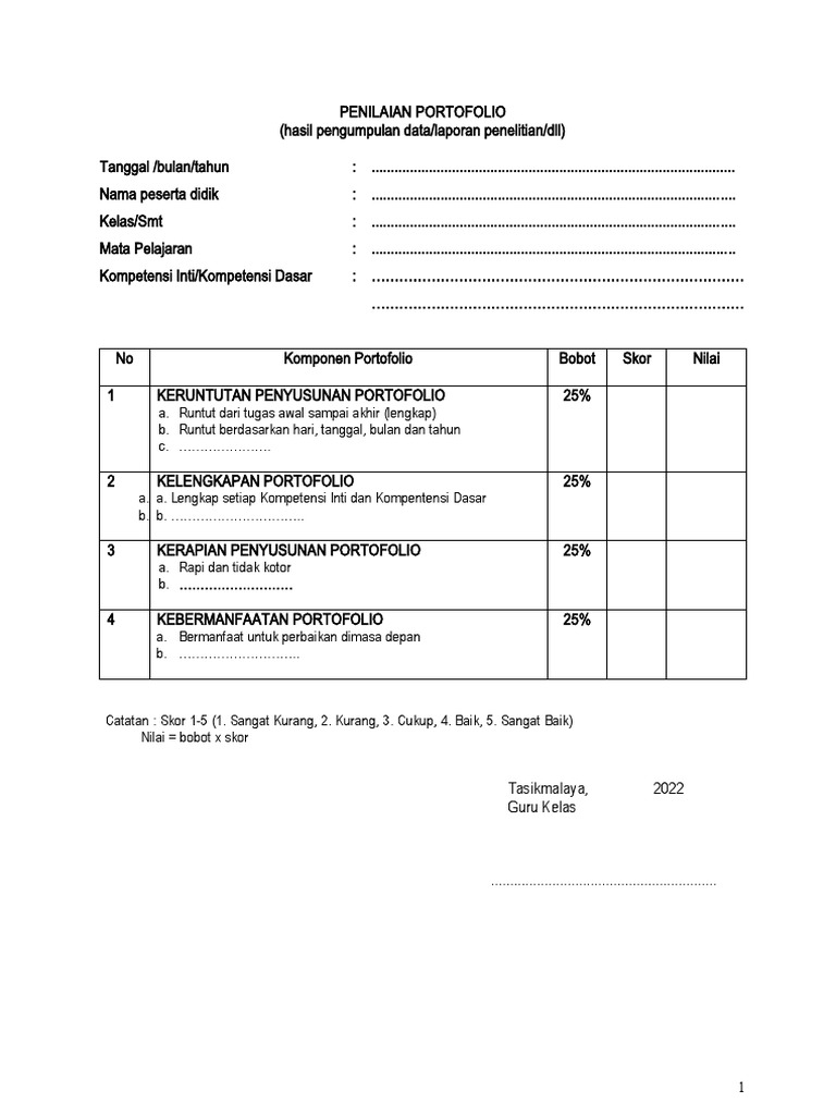 Contoh Penilaian Portofolio GuruZamanNow - Id | PDF