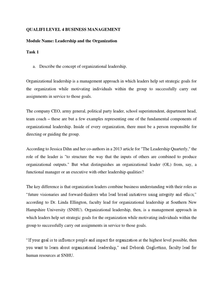 L4 - Leadership and Organization | PDF | Leadership | Goal