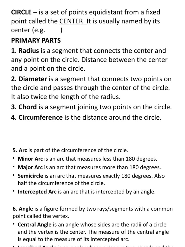 Introduction To Circle | PDF | Circle | Angle