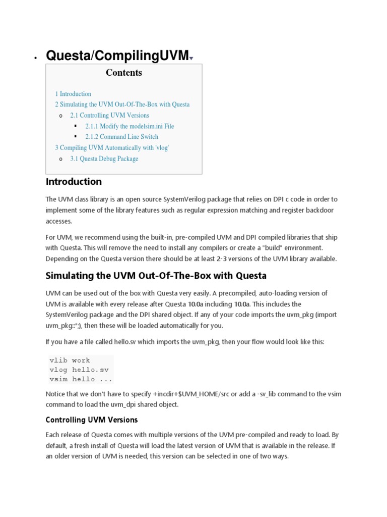 QuestaSIM Guide | PDF | Library (Computing) | Command Line Interface