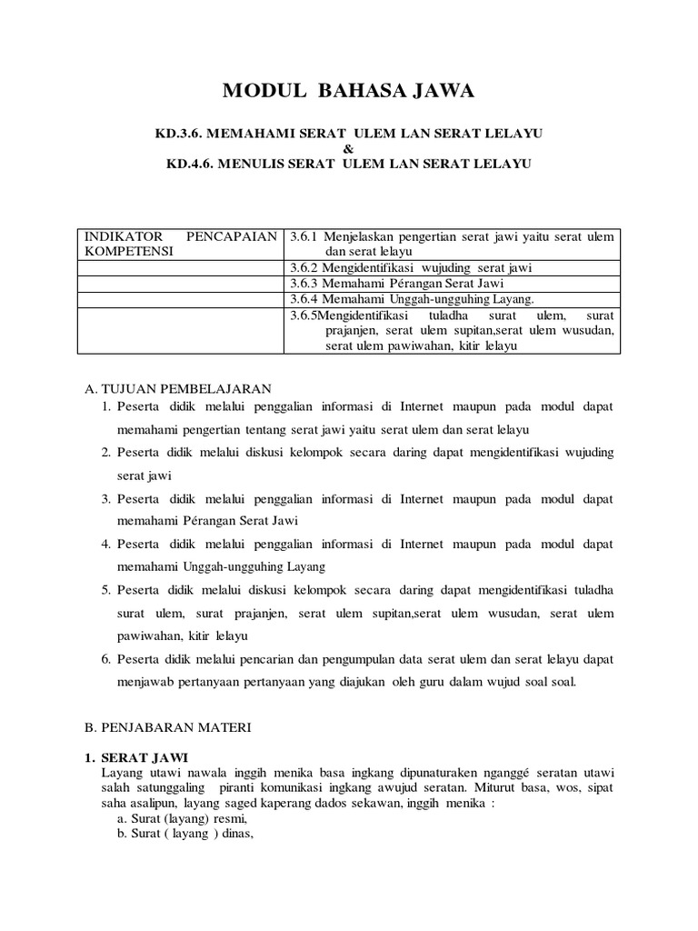 Memahami Serat Ulem dan Lelayu | PDF | Seni & Disiplin Bahasa