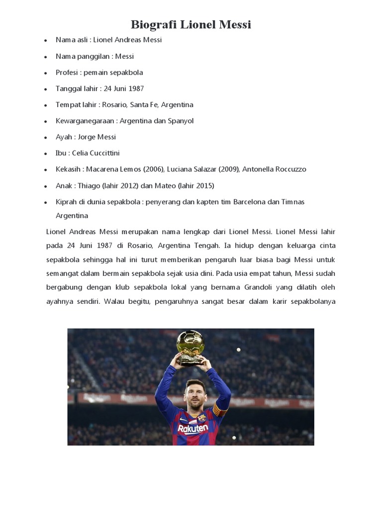 Biografi Lionel Messi WW | PDF