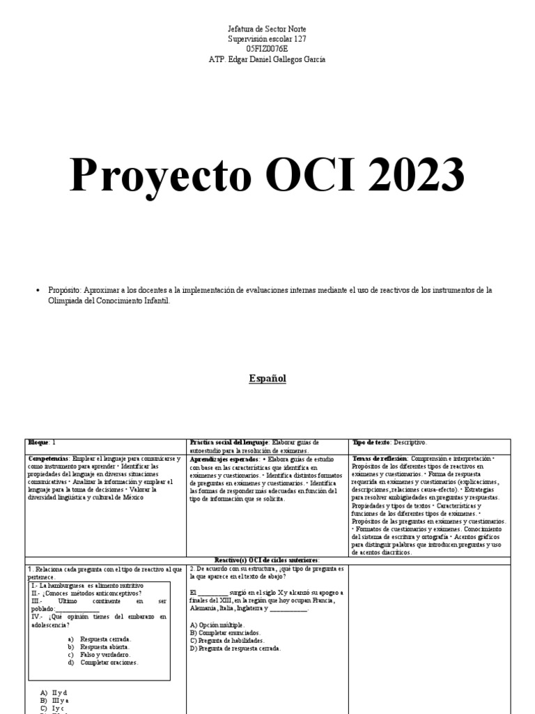 Proyecto OCI 2023 Terminado | PDF