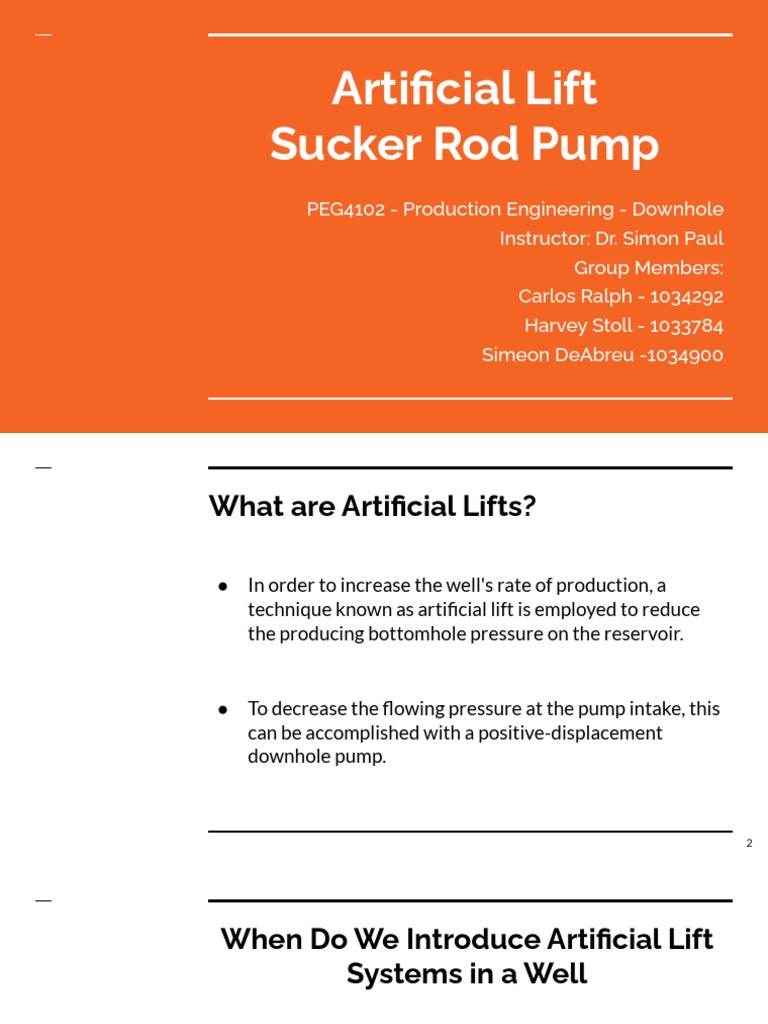 PEG 4102 - Sucker Rod Pump Project Presentation | PDF | Pump | Hydraulics