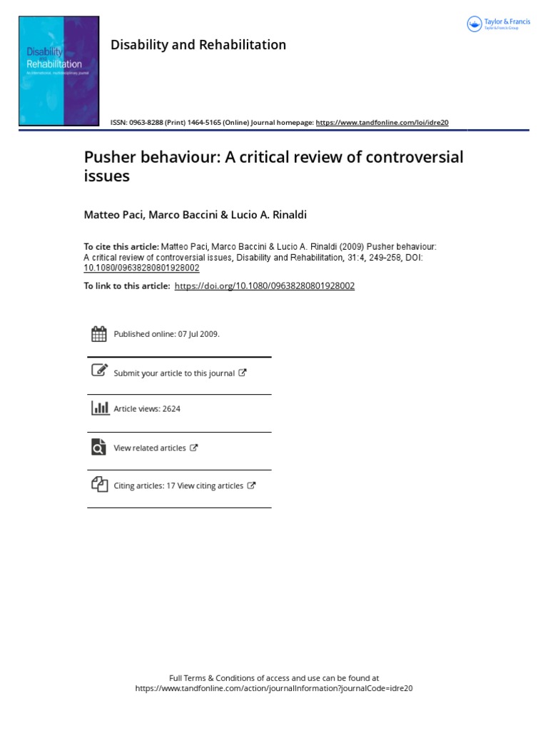 Pusher Behaviour A Critical Review of Controversial Issues | PDF ...