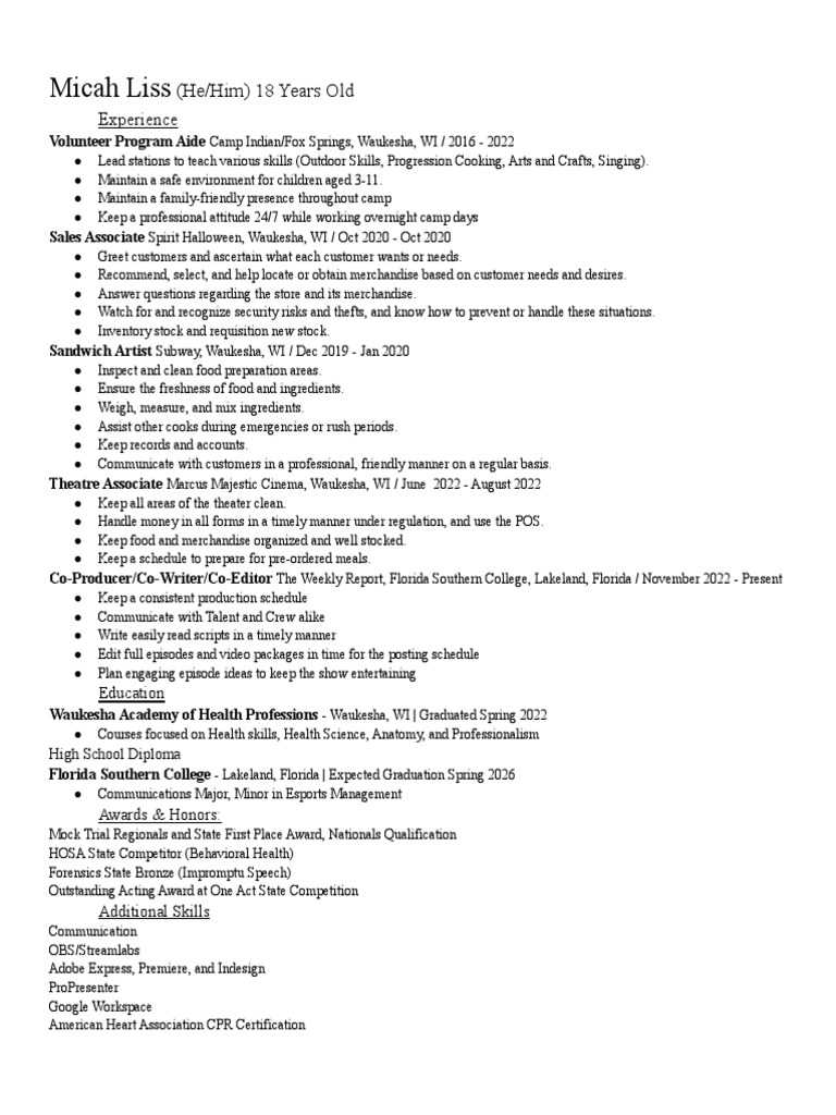 Micah Liss Resume | PDF