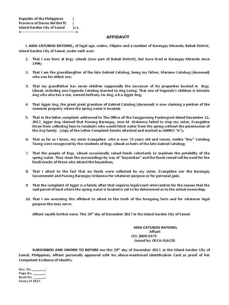 Affidavit For Accident | PDF | Affidavit | Judiciaries