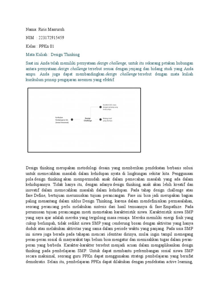 Riris Masruroh Design Thinking (Koneksi Antar Materi) Topik 3 | PDF