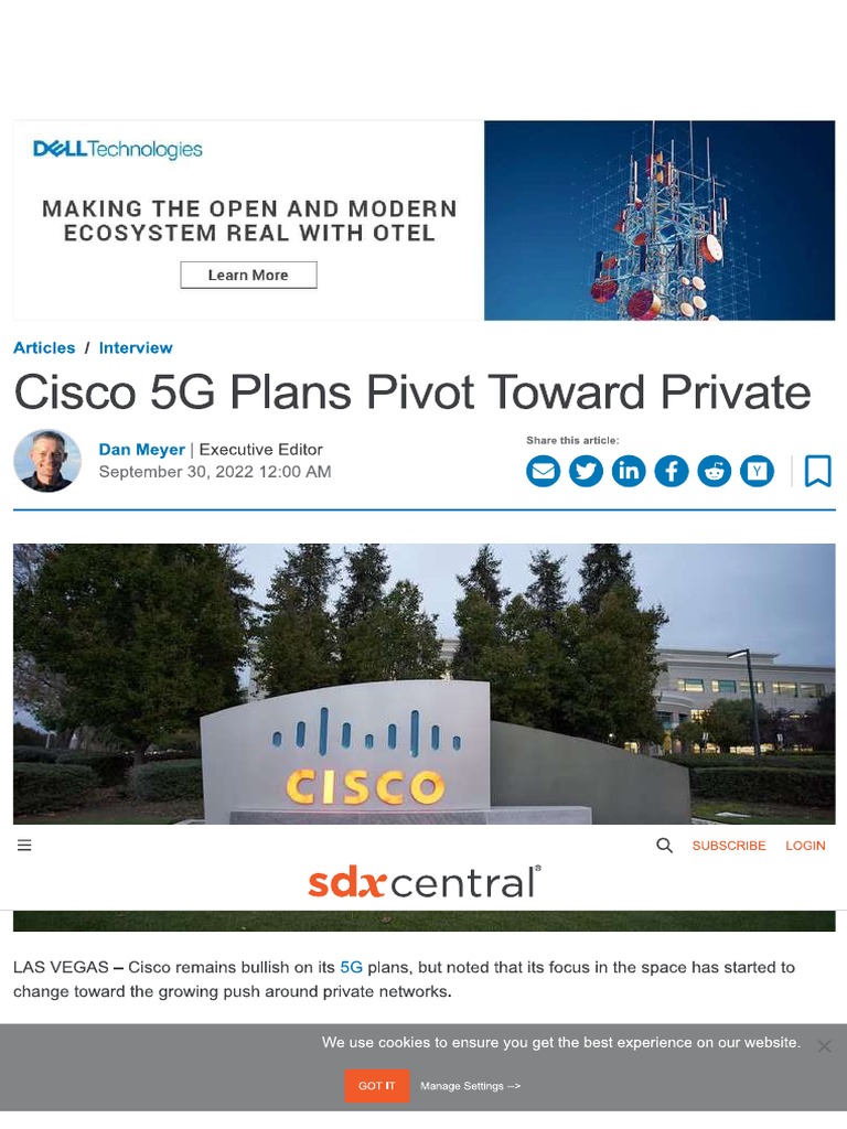 2022 09 30 Cisco 5G Plans Pivot Toward Private | PDF