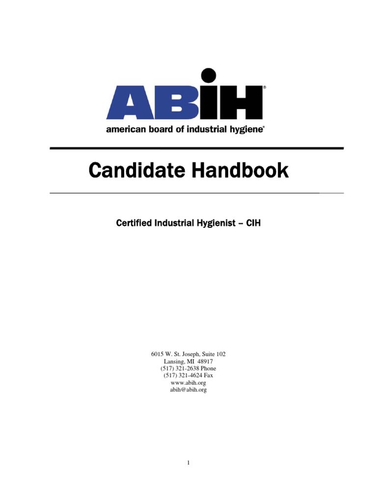 ABIH CIHcandidatehandbookforWebsite | PDF | Occupational Hygiene ...