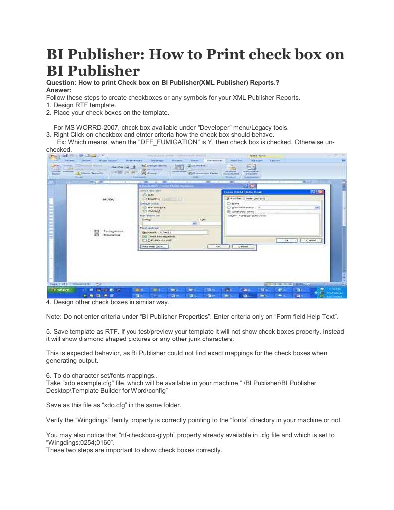 How To Print Check Box On BI Publisher | Download Free PDF | Portable ...