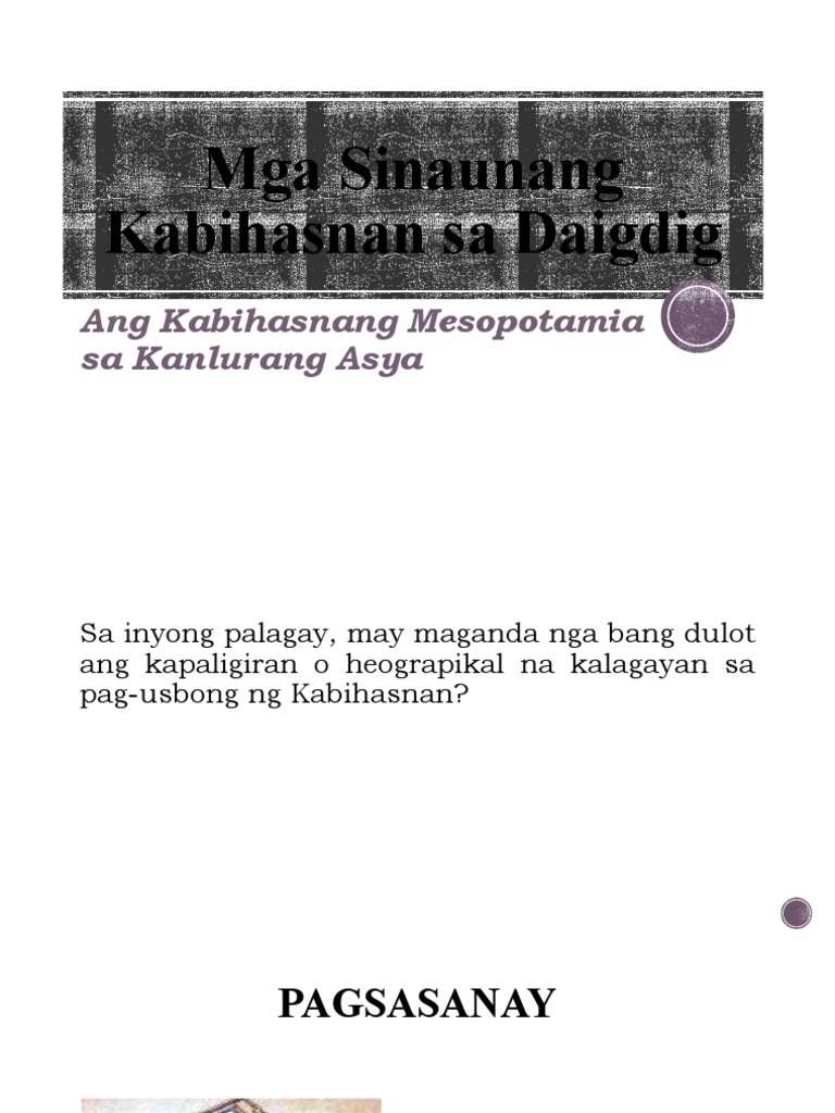 COT 1 Mga Sinaunang Kabihasnan Sa Daigdig | PDF