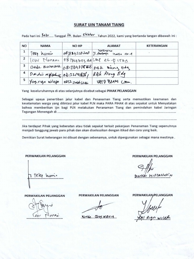 TTD Permohonan Tanam Tiang Warga | PDF