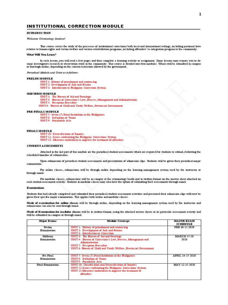 Institutional Correction Module | PDF | Prison | Crimes