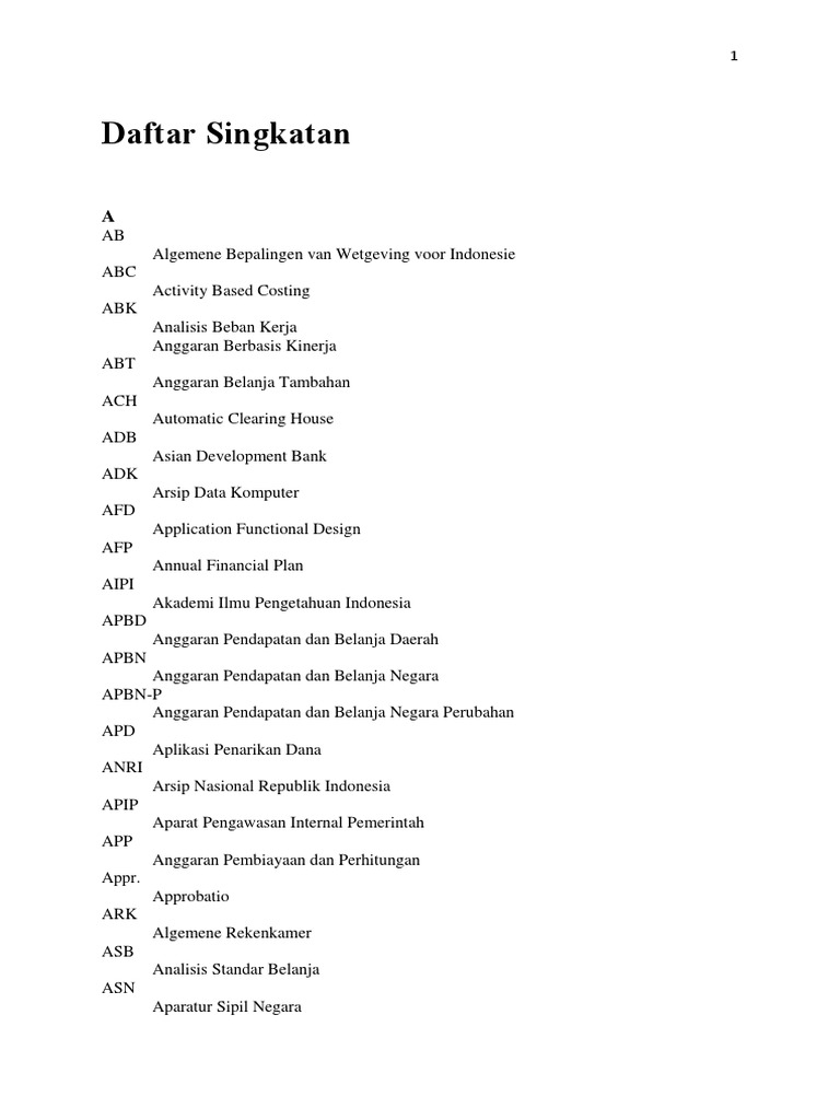 Daftar Singkatan Akuntansi Pemerintahan | PDF