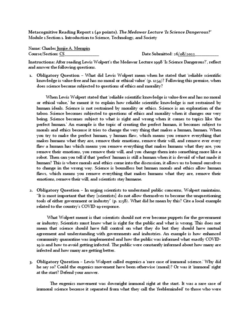 Science, Ethics, and Public Responsibility | PDF | Morality | Science