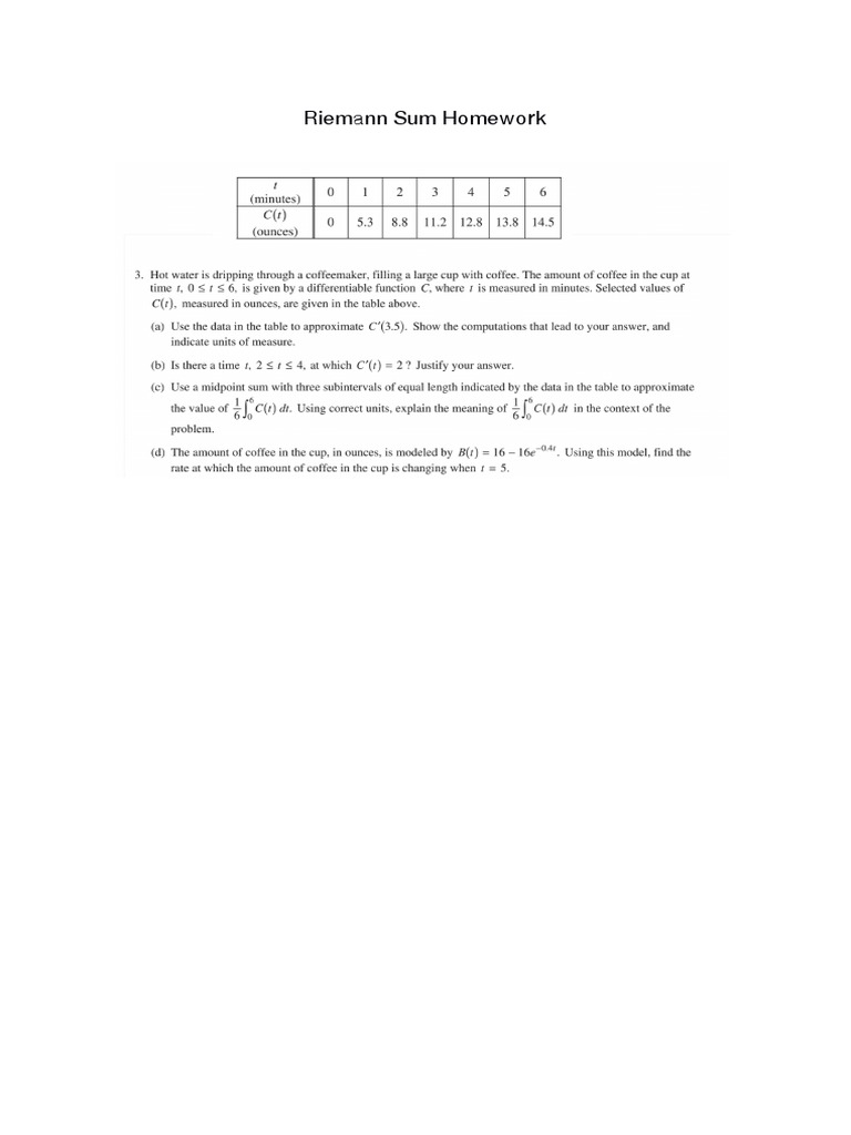 Riemann Sum Homework | PDF