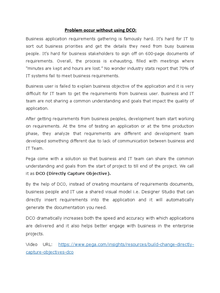 DCO BusinessObjective Requirements Specification | PDF | Specification (Technical Standard ...