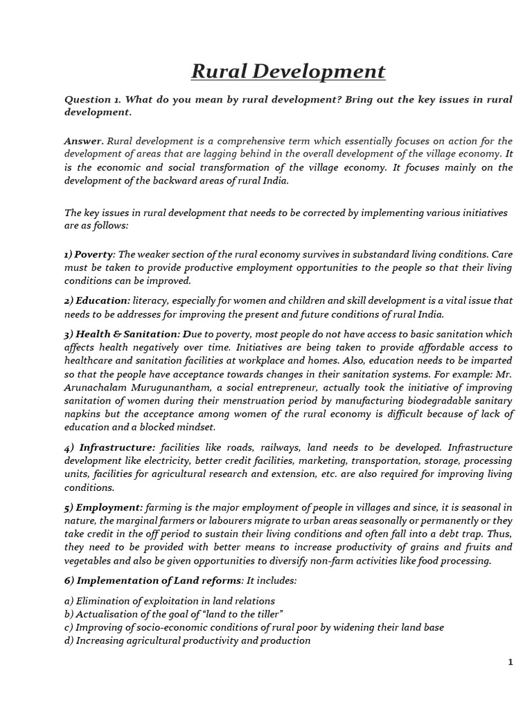 Rural Development Notes | PDF | Organic Farming | Agriculture