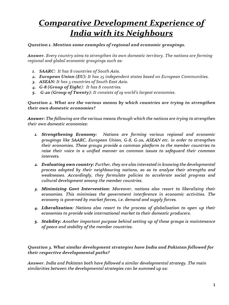 Chapter - 10 Development Experience of India, Pakistan and China | PDF ...