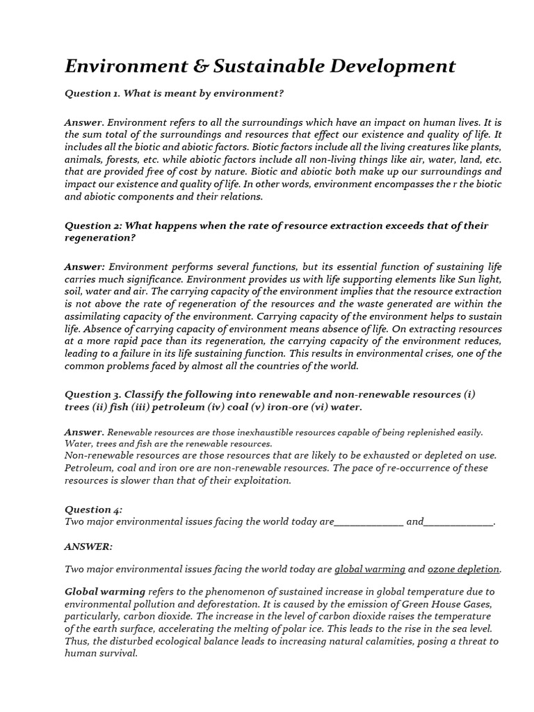 Chapter - 9 Environment & Sustainable DEvelopment | PDF | Soil ...