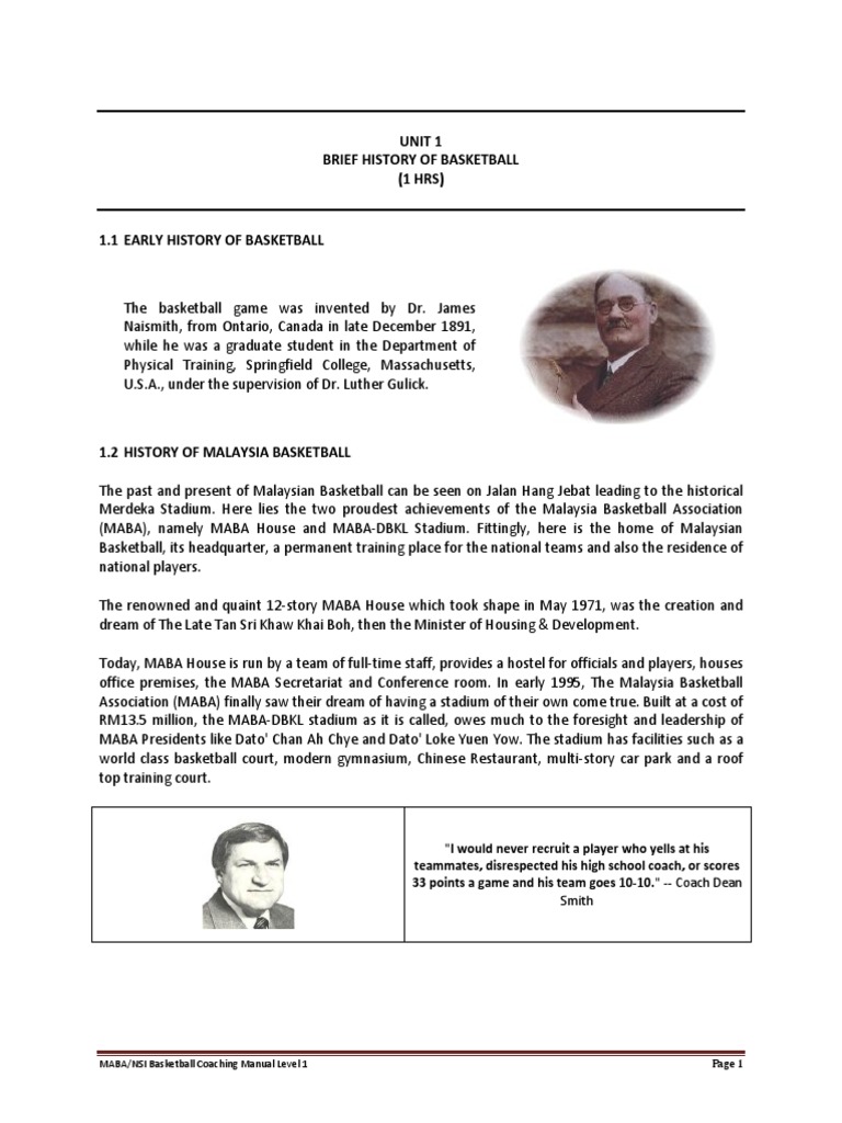 UNIT 1 Brief History of Basketball | PDF | Basketball Positions | Ball ... UNIT 1 Brief History of Basketball | PDF | Basketball Positions | Ball ...