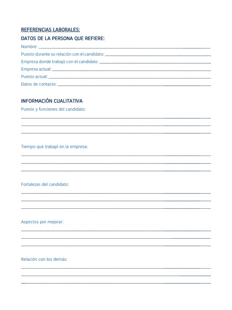 Formato de Referencias Laborales | Descargar gratis PDF | Business ...