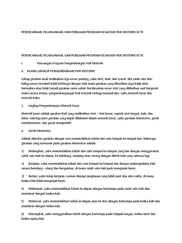 Materi Panduan... Motorik Kasar Dan Halus | PDF