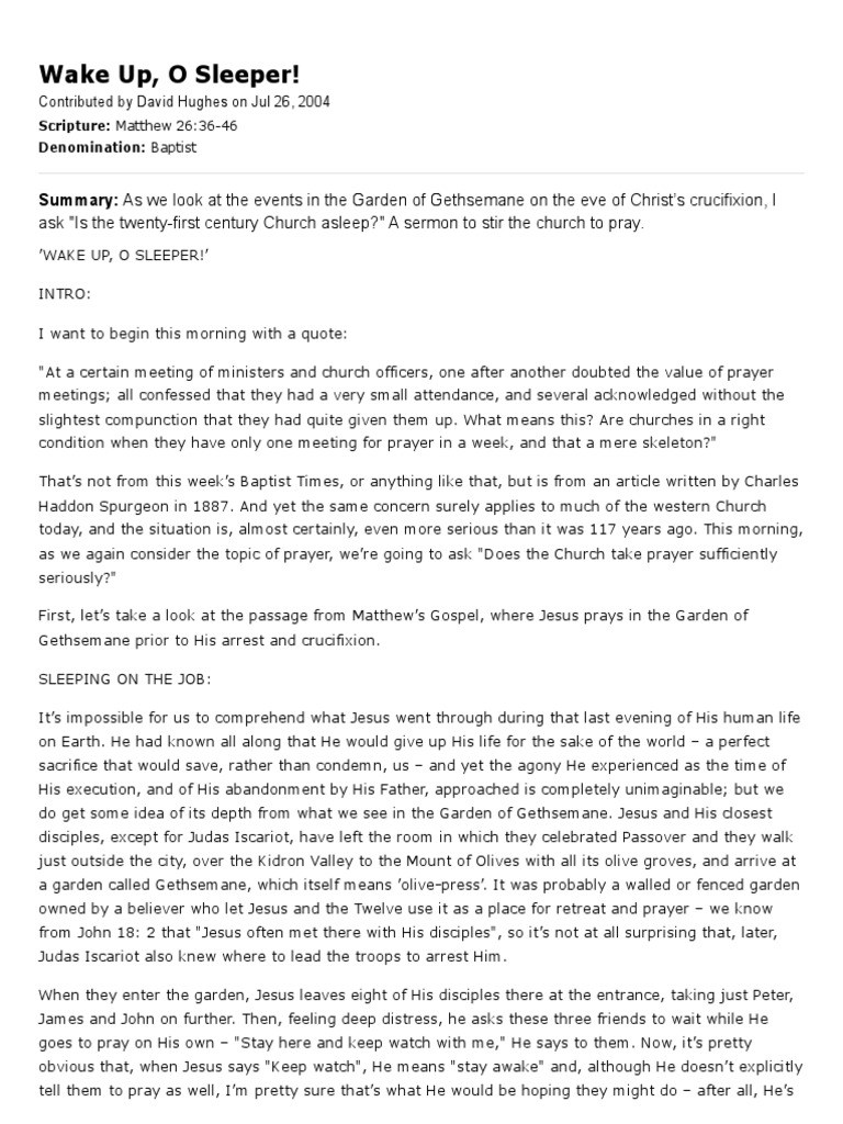 Wake Up, O Sleeper! | PDF | Jesus | Prayer
