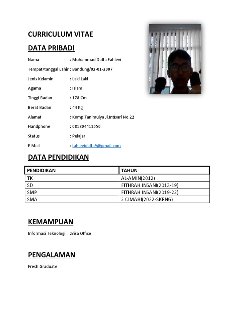 CV Muhammad Daffa Fahlevi | PDF