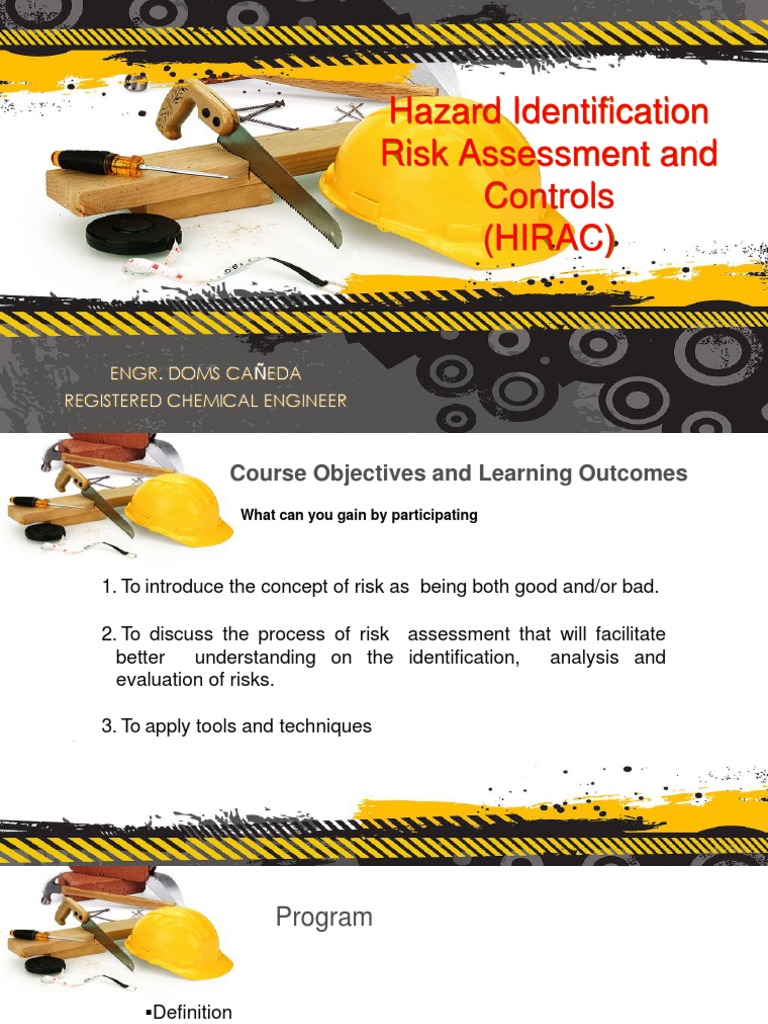 Hirac Part 1 Pdf Occupational Safety And Health Risk