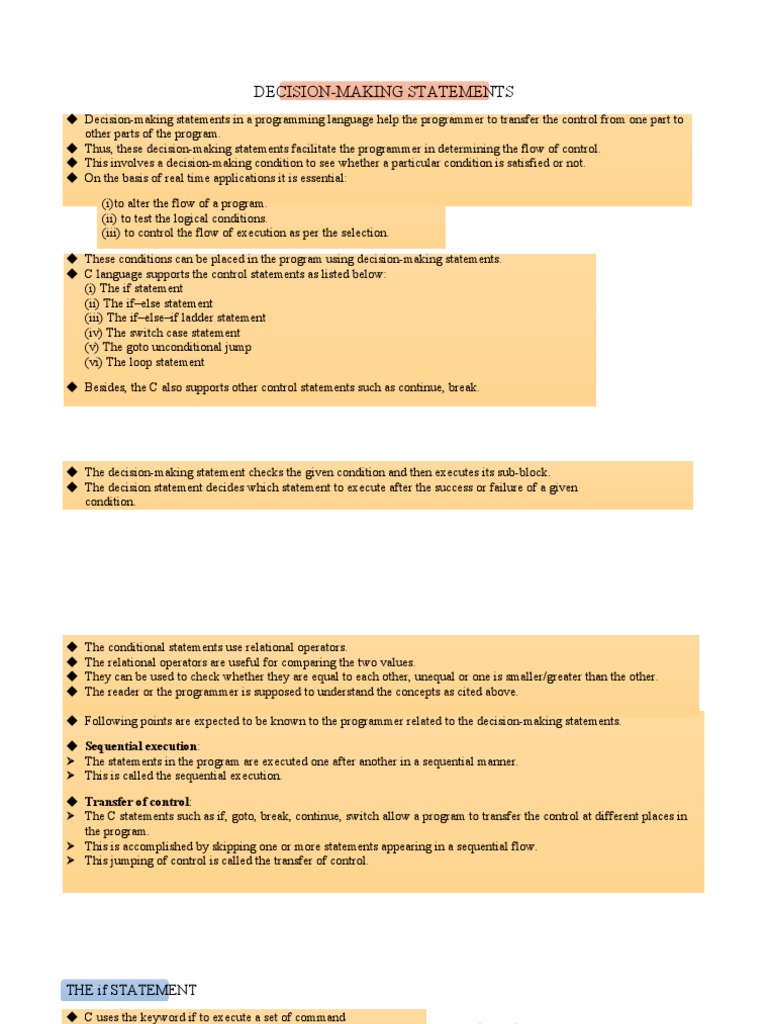 DECISION Statements | PDF | Control Flow | Computer Programming