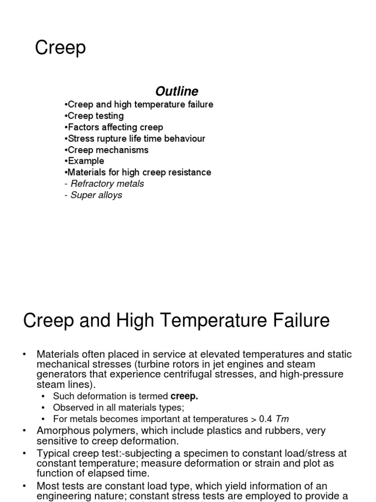 9 Creep | PDF | Creep (Deformation) | Deformation (Engineering)