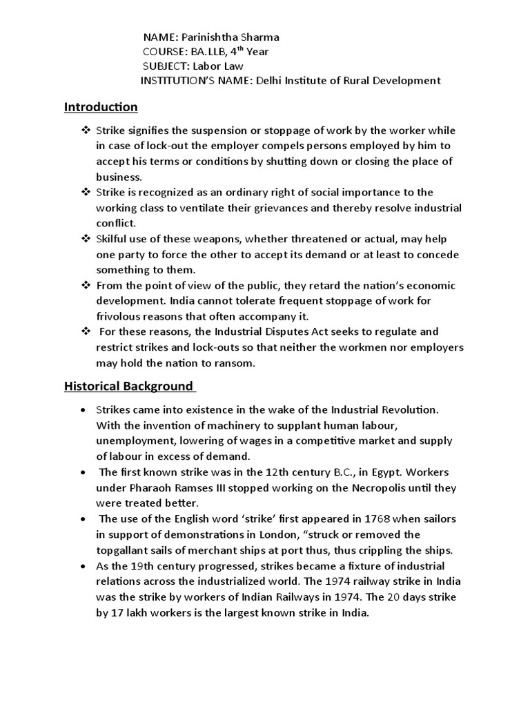 Assignment of Labor Law | PDF | Strike Action | Employment
