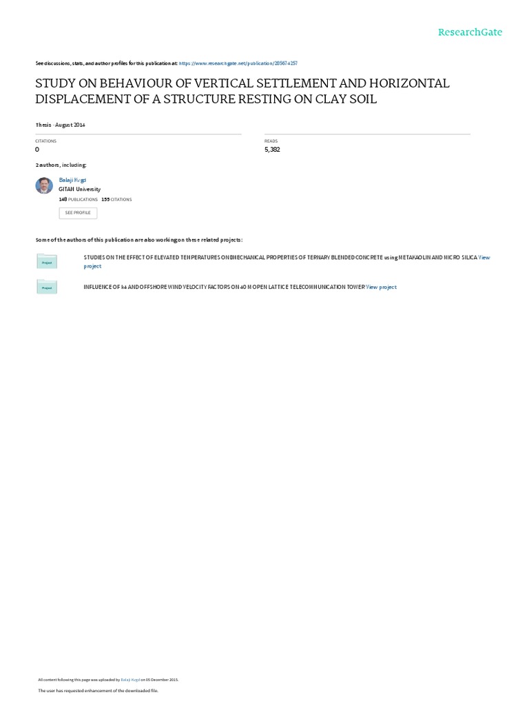 Study On Behaviour of Vertical Settlement and Horizontal Displacement ...