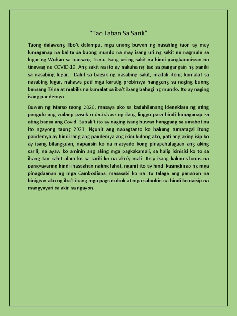 Tao Laban Sa Sarili | PDF