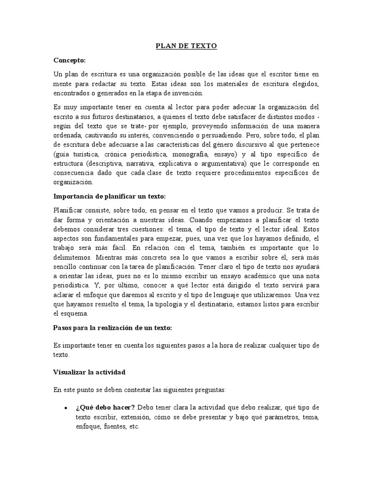 Plan de Texto | PDF | Ensayos | Cognición